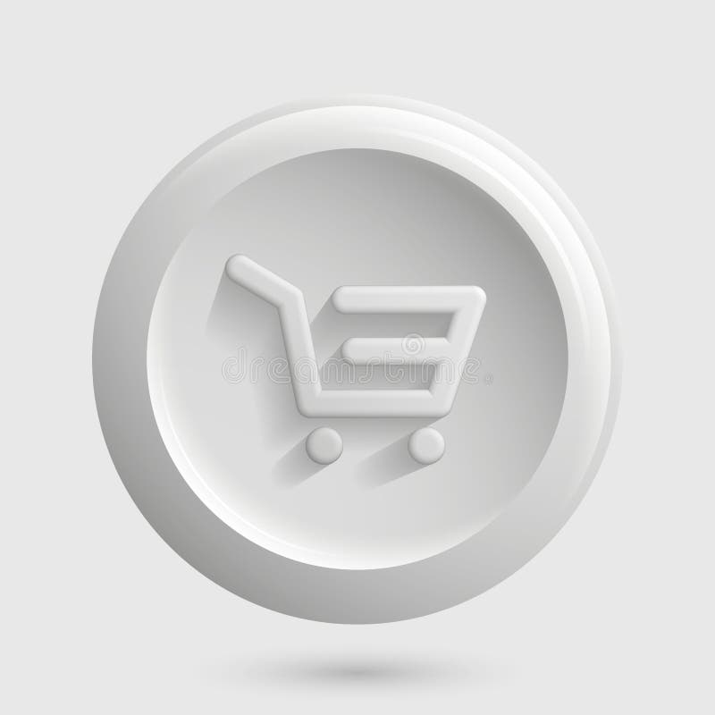 Shopping Icon. White Round Button Stock Vector - Illustration of ...