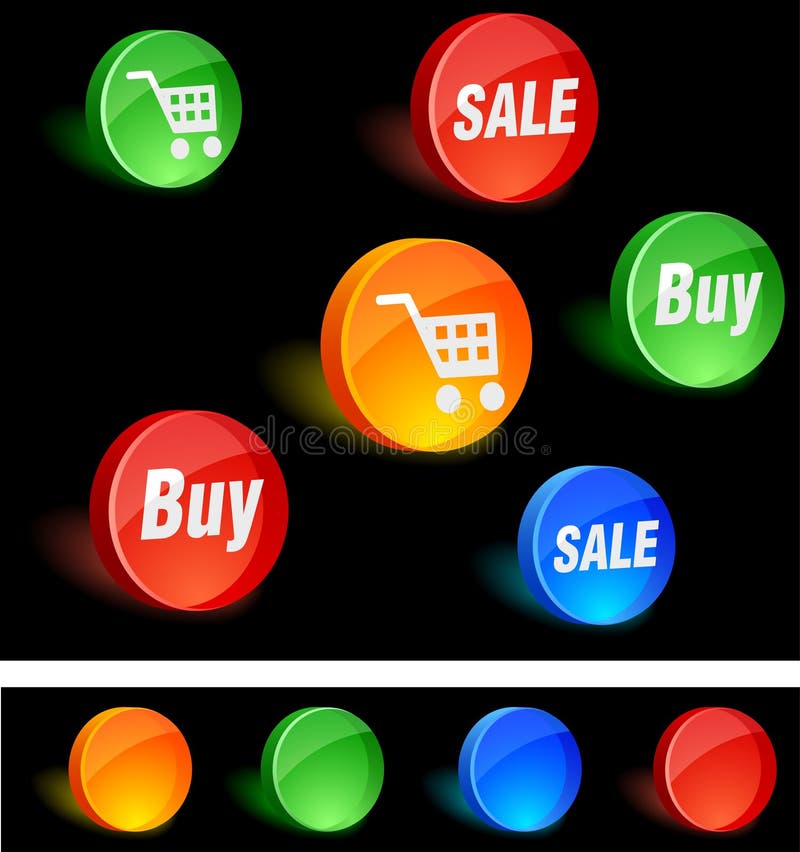 Shopping buttons. stock vector. Illustration of orange - 9166432