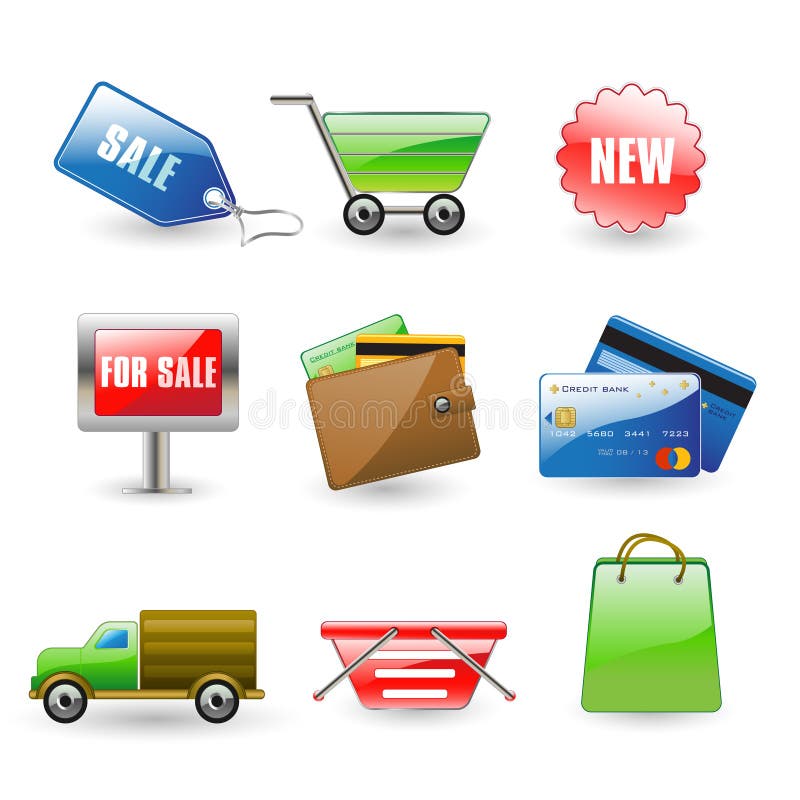 Shopping icons stock vector. Illustration of delete, design - 13860308