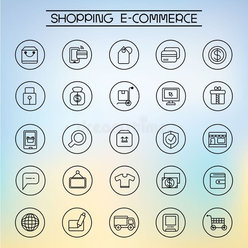 Shopping icons stock illustration. Illustration of round - 75567464