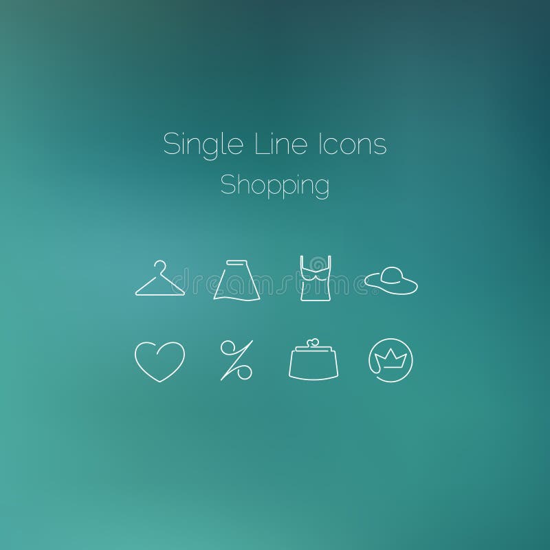 Shopping Icons Set Drawn with Single Line Stock Vector - Illustration ...