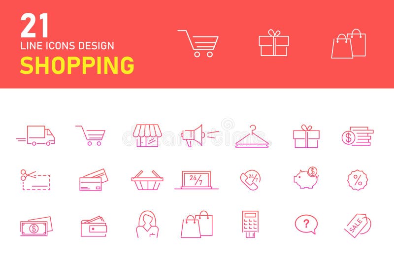 Shopping Icon Set. Vector Design. Stock Vector - Illustration of label ...