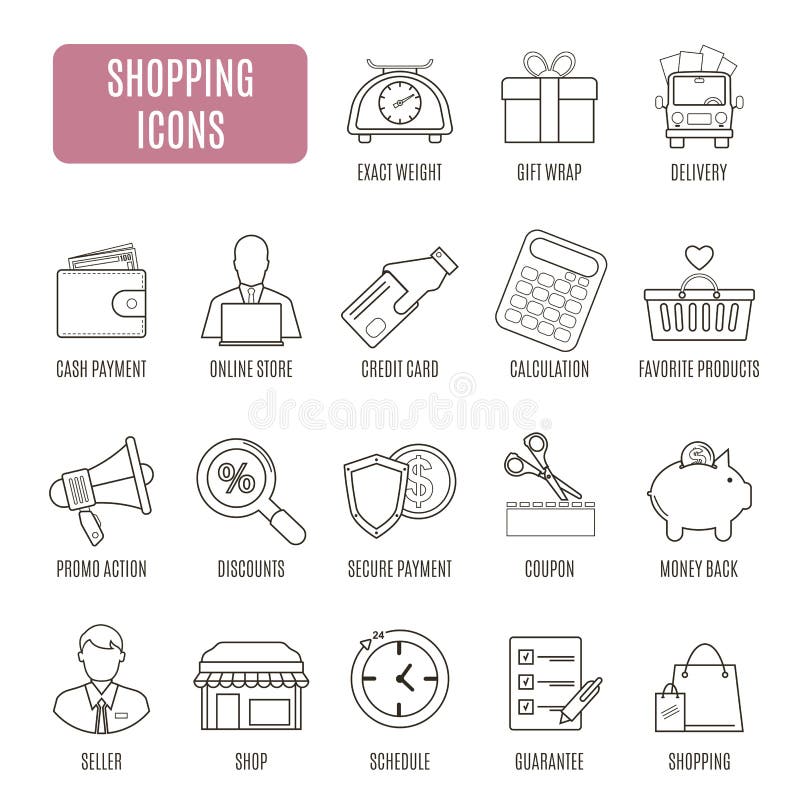 Shopping Icons. Set of Vector Pictogram for Web Graphics Stock Vector ...