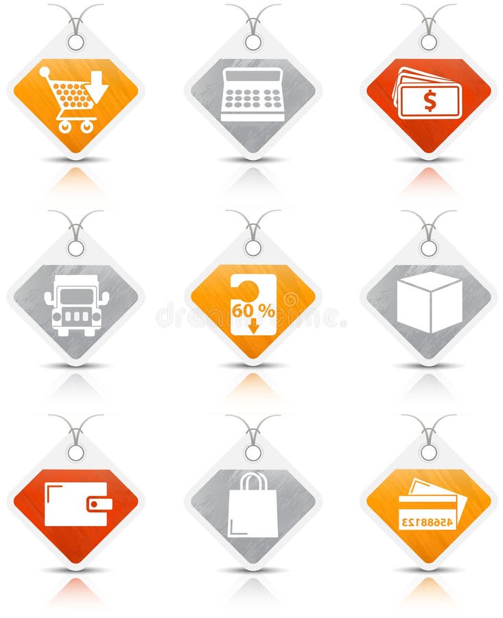 Shopping Web Icons, Grey Buttons Series Stock Vector - Illustration of ...