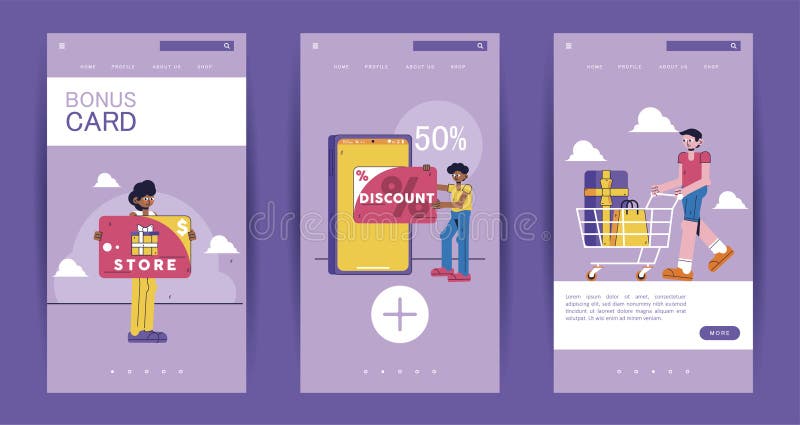 Shopping Illustration - Interface Design Set Elements App Banner Stock ...