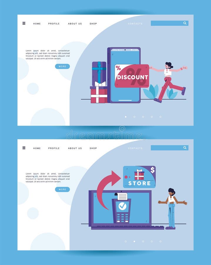 Shopping Illustration - Interface Design Set Elements Website Banner ...