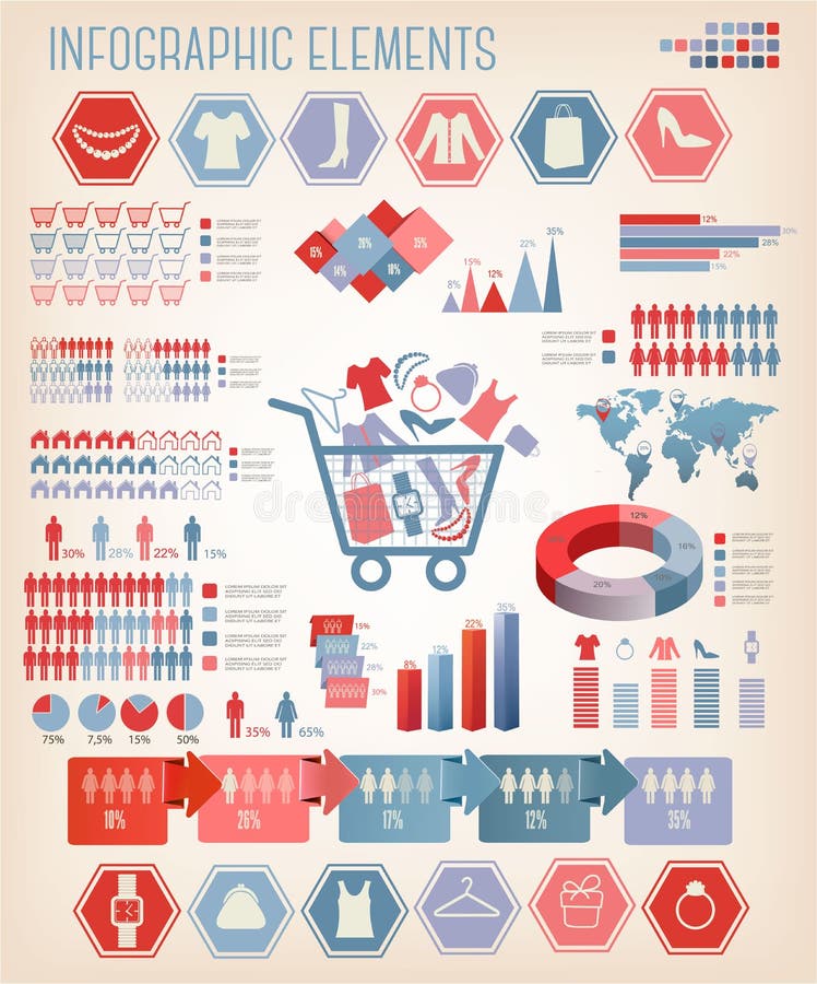 Shopping Infographics. Vector. Stock Vector - Illustration of ...