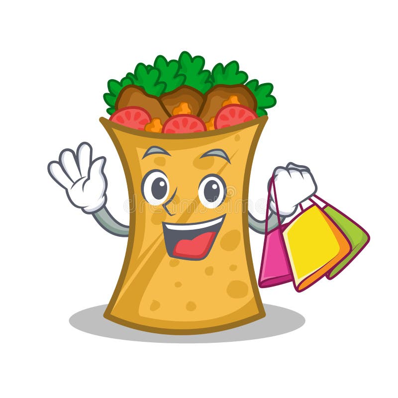 Shopping Kebab Wrap Character Cartoon Stock Vector - Illustration of ...