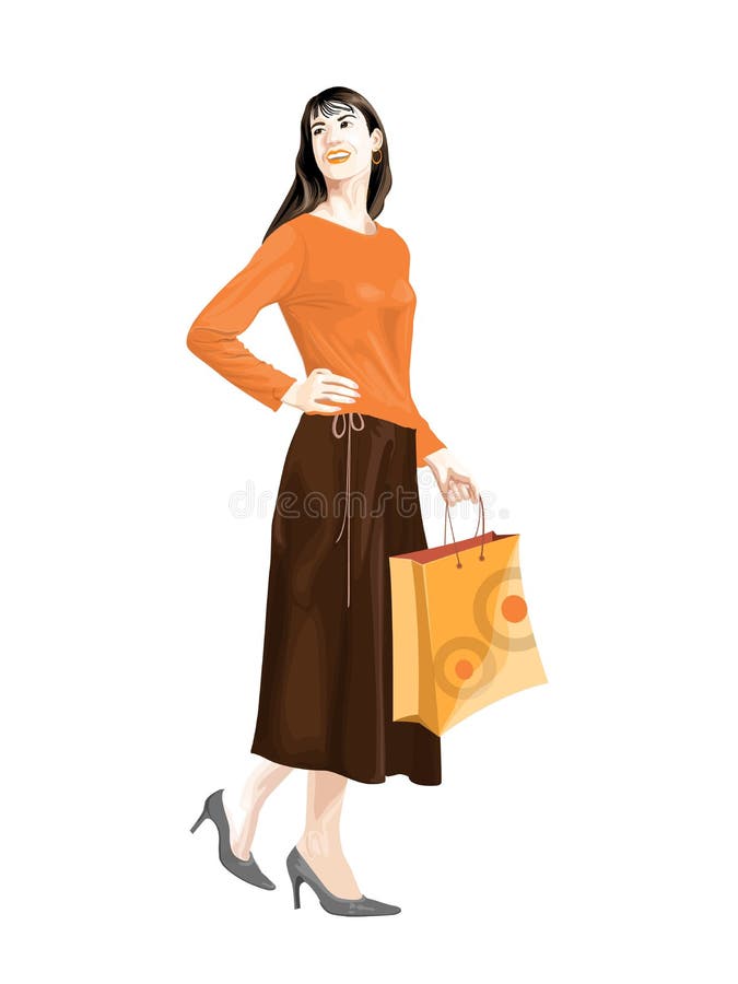 Shopping Lady stock vector. Illustration of fashion, beauty - 13883438