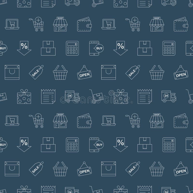 Shopping Line art Icon set stock vector. Illustration of shopping ...