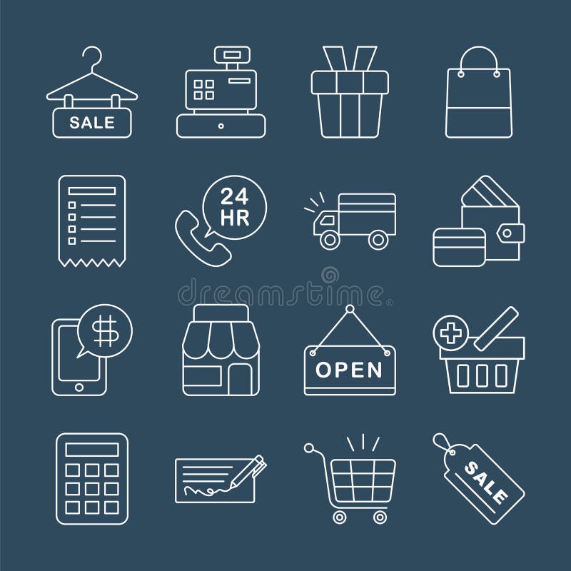 Shopping line icon set stock vector. Illustration of cart - 51813802