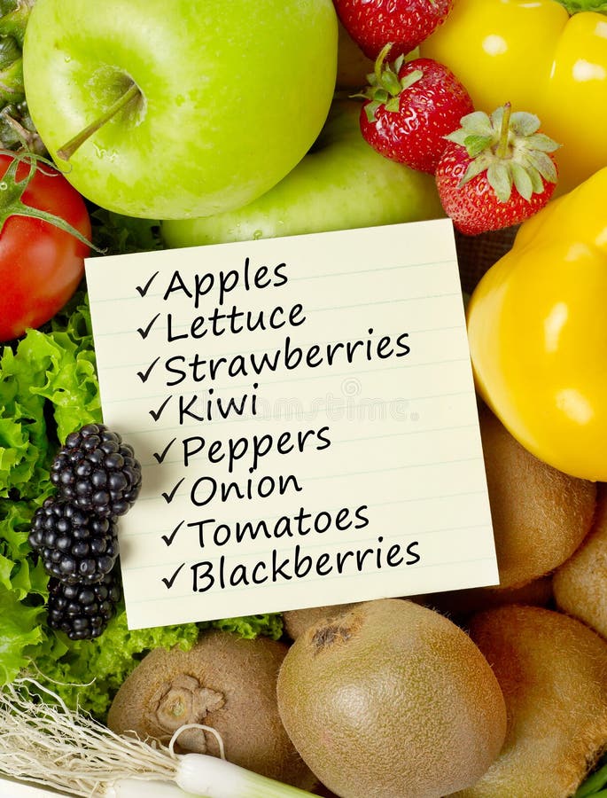 Shopping list stock image. Image of colors, objects, fruit - 59760859