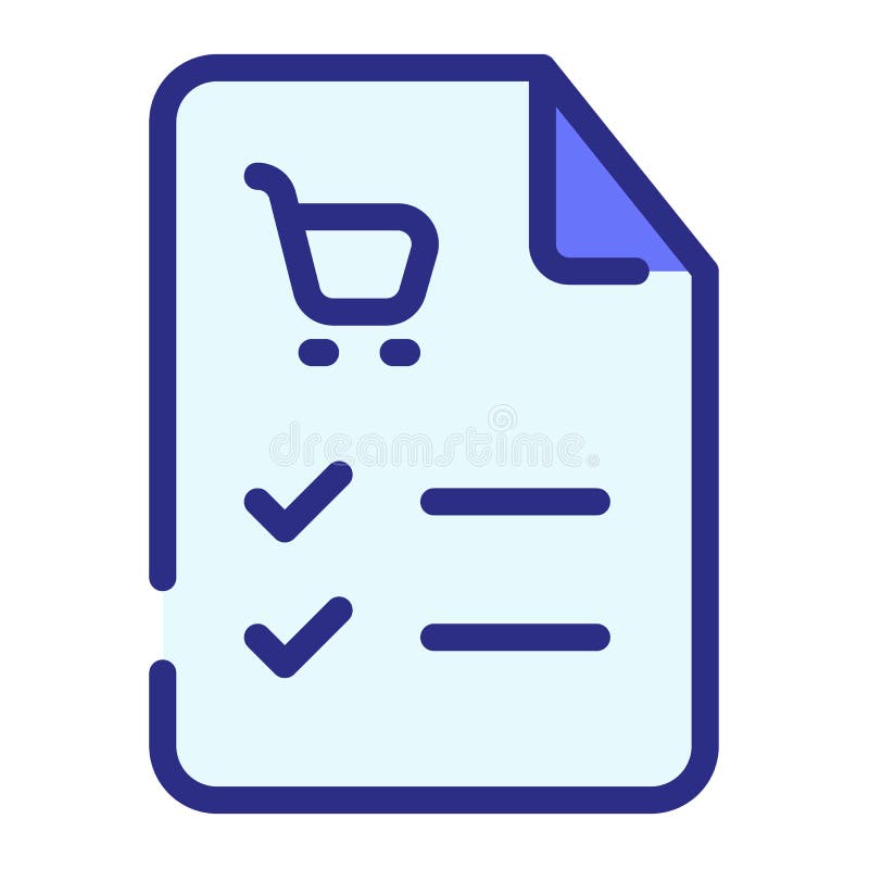 Shopping List Order Checked Single Isolated Icon with Dash or Dashed ...