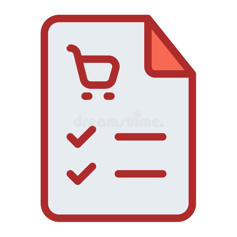 Shopping List Order Checked Single Isolated Icon with Filled Line Style ...