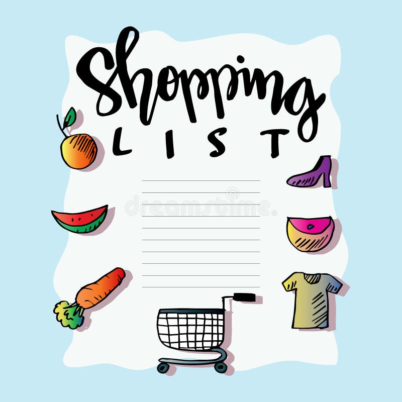 Shopping list stock vector. Illustration of memos, tomato - 14331279