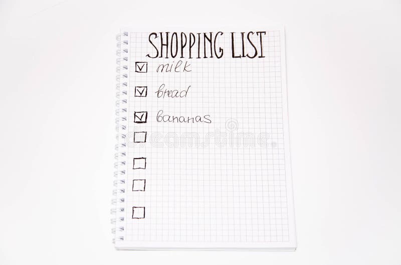 Shopping List. Squared Notebook with Black Pen on a White Background ...