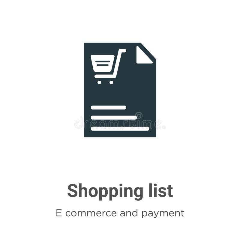 Shopping List Vector Icon on White Background. Flat Vector Shopping ...