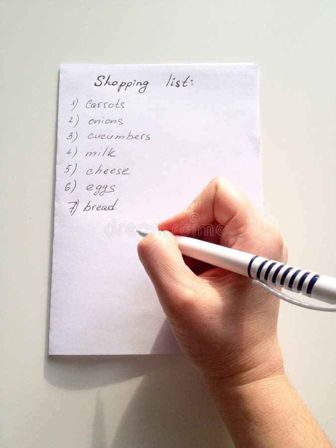Shopping list stock image. Image of hand, piece, shit - 51245707