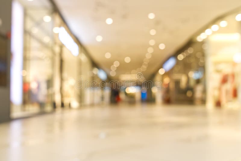 Shopping Mall Blurred Background. Light Blur Store Interior with Bokeh ...