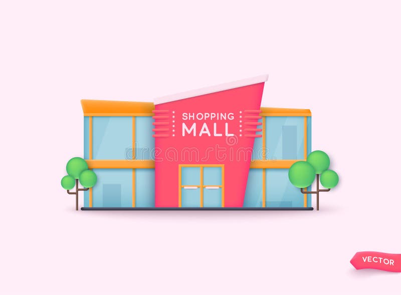 Shopping Mall Building Exterior. Shopping Concept Stock Vector ...