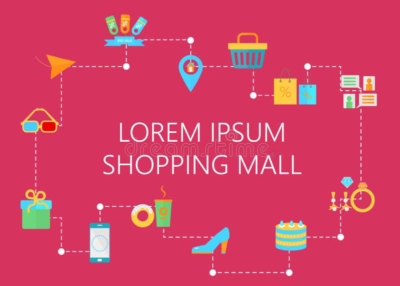 Shopping Mall Decoration Map Concept. Interactive Navigation ...