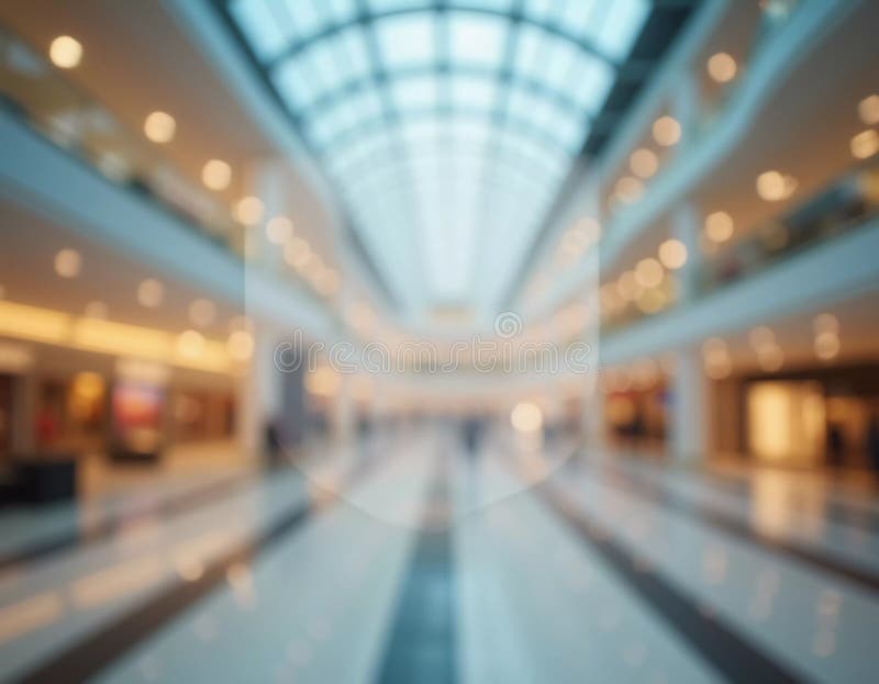 Shopping Mall Features Spacious, Bright Corridor Filled with Shoppers ...