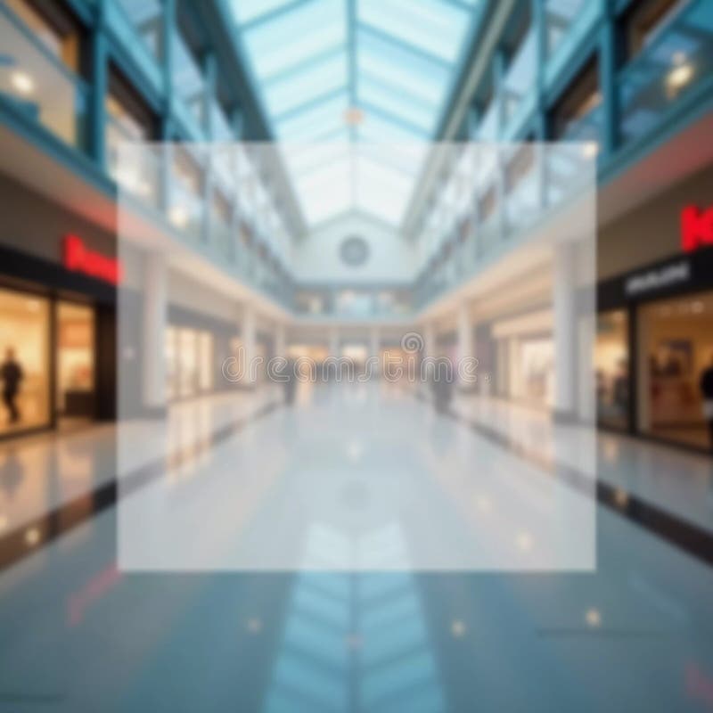 Shopping Mall Features Spacious, Bright Corridor Filled with Shoppers ...
