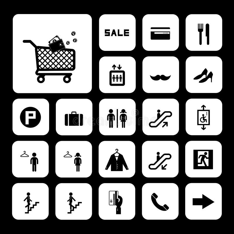 Shopping mall icons set stock vector. Illustration of mall - 51269540
