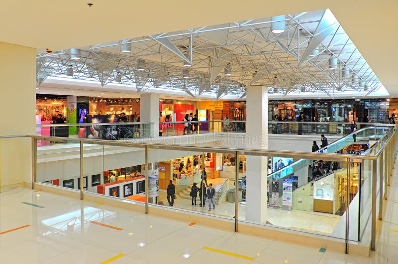 Shoppers Rush in Luxury Shopping Mall Interior Editorial Photography ...