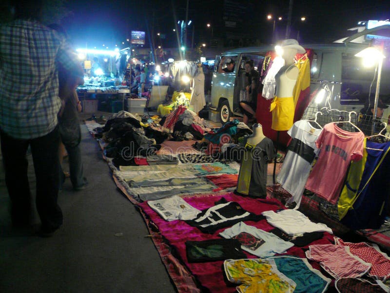 Shopping in the Night Market Editorial Stock Image - Image of shopping ...