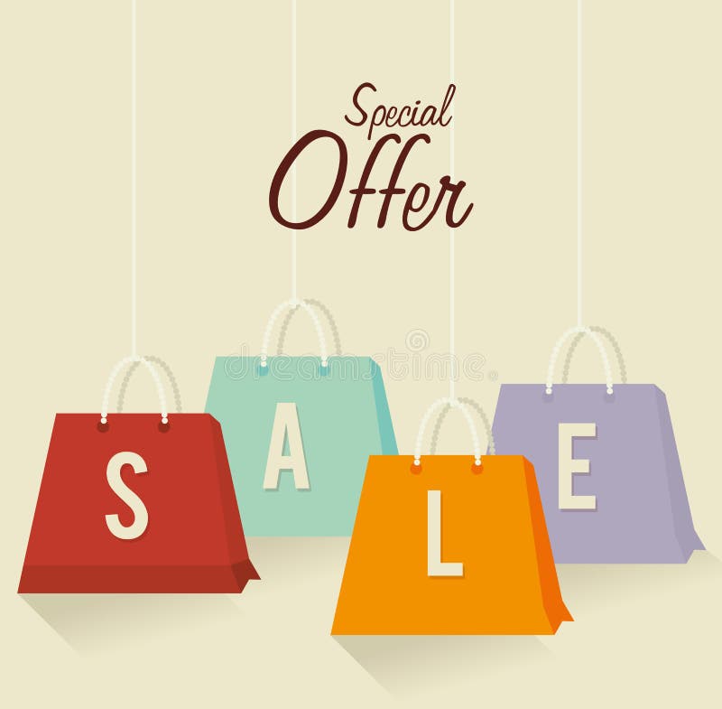 Shopping offers and sales stock vector. Illustration of commerce - 61578303