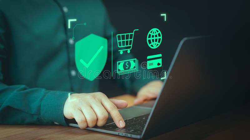 Shopping on Online Application. Customer Use a Computer Laptop with ...