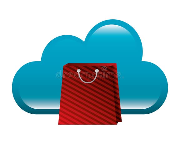 Shopping Online Bag and Cloud Computing Stock Illustration - Illustration of vector, icon: 145860699