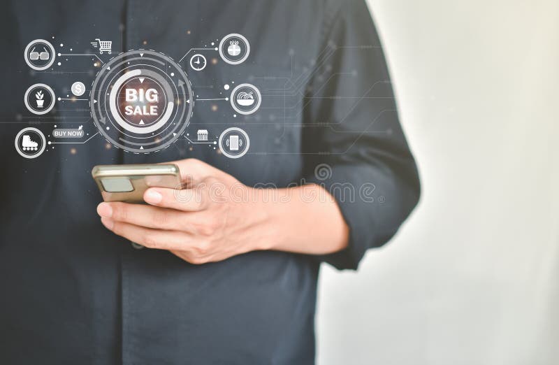 Shopping Online Concept.consumer Holding Smartphone,doing Online ...