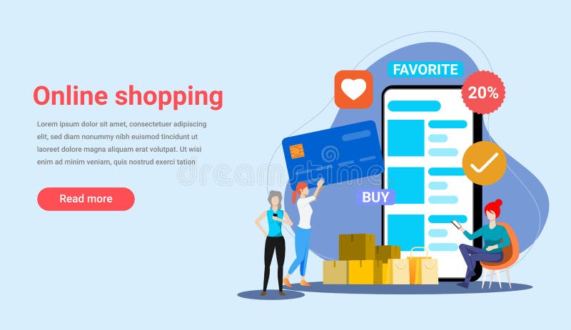 Shopping Online Concept for Website or Mobile Application Stock Photo ...