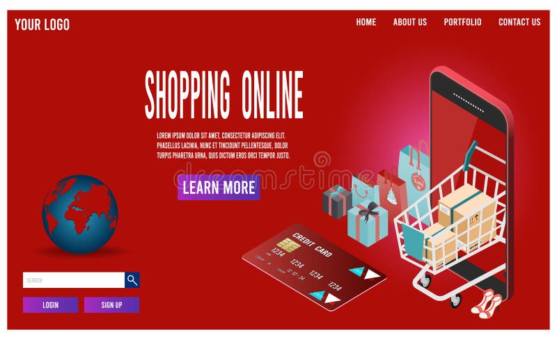 Shopping Online Concept for Website, Mobile Application, Web Banner ...