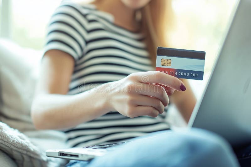 Shopping Online with Credit Card Stock Illustration - Illustration of ...