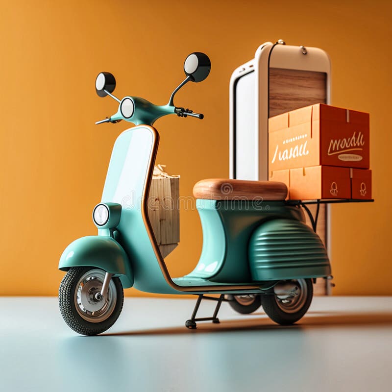 Shopping Online Delivery Service on a Mobile, Generative AI Stock Image ... Shopping Online Delivery Service on a Mobile, Generative AI Stock Image ...