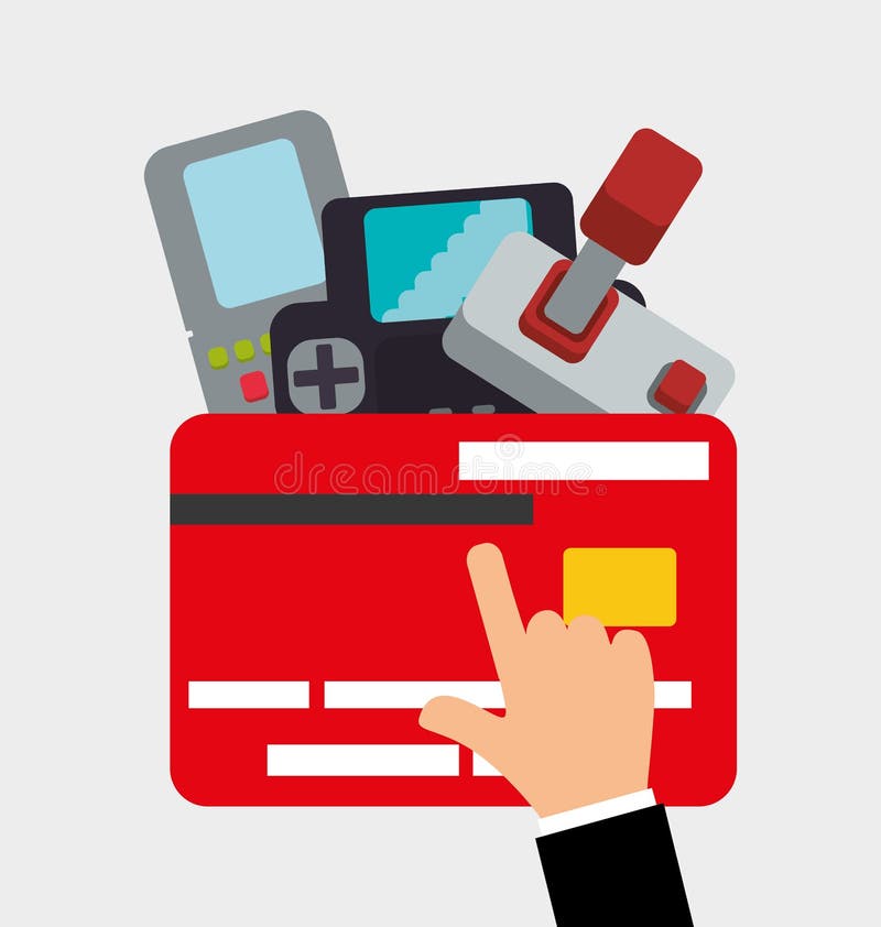 Shopping Online Game Credit Card Console Control Joystick Stock Vector ...