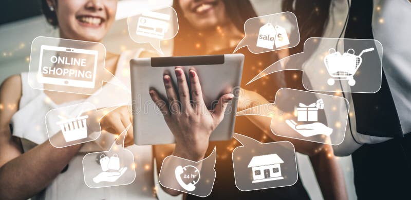 Shopping Online and Internet Money Technology Stock Photo - Image of ...