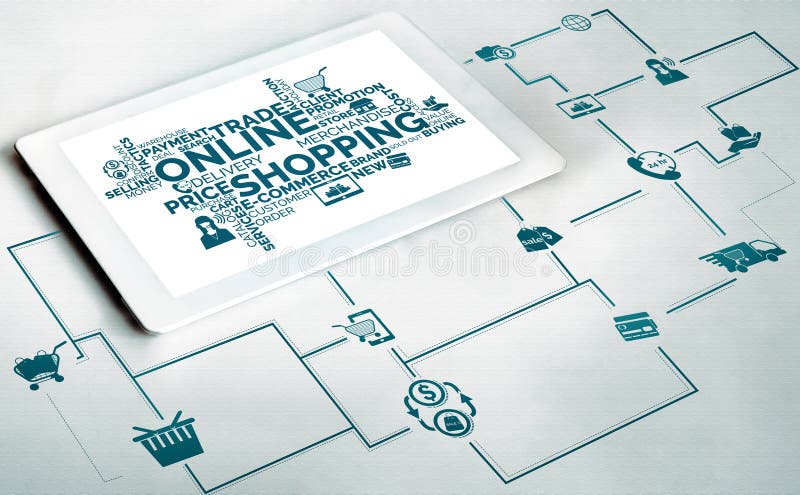 Shopping Online and Internet Money Technology Stock Illustration ...