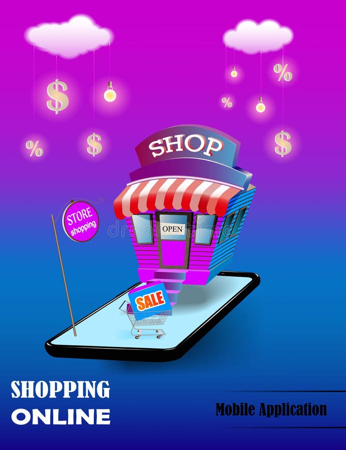 Shopping Online on Website or Mobile Application Stock Vector ...