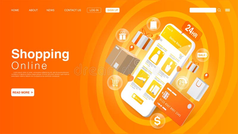 Shopping Online on Website or Mobile Application Stock Vector ...