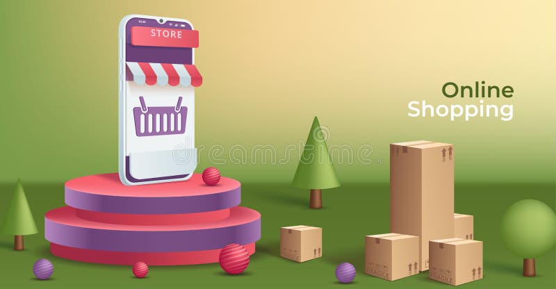 Shopping Online on Website or Mobile Application Vector Concept ...