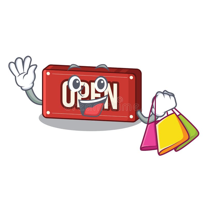 Shopping Open Sign Isolated in the Cartoon Stock Vector - Illustration ...