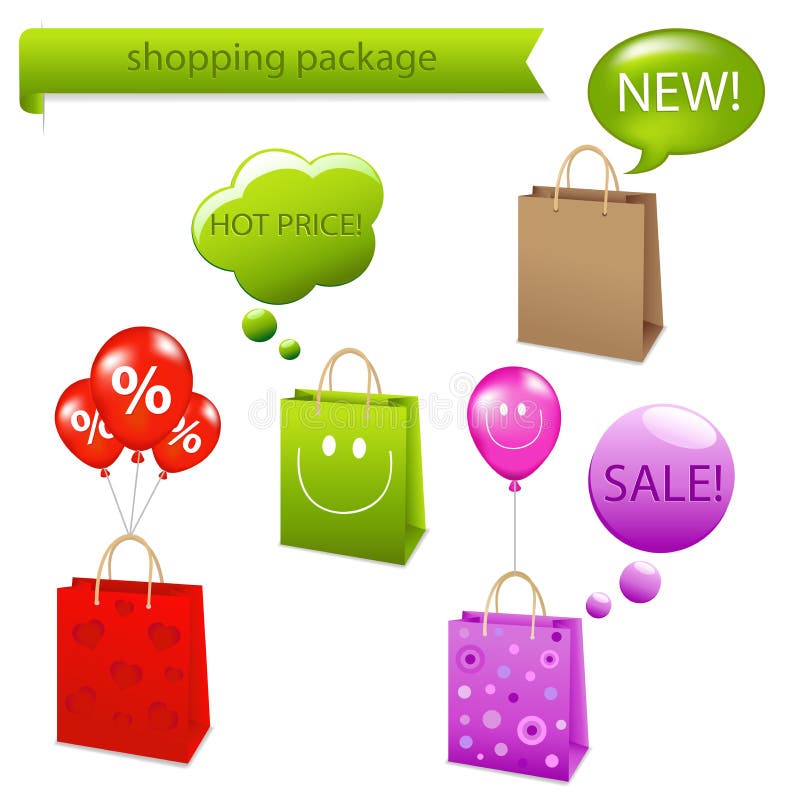 Shopping package vector stock vector. Illustration of colored - 5097003