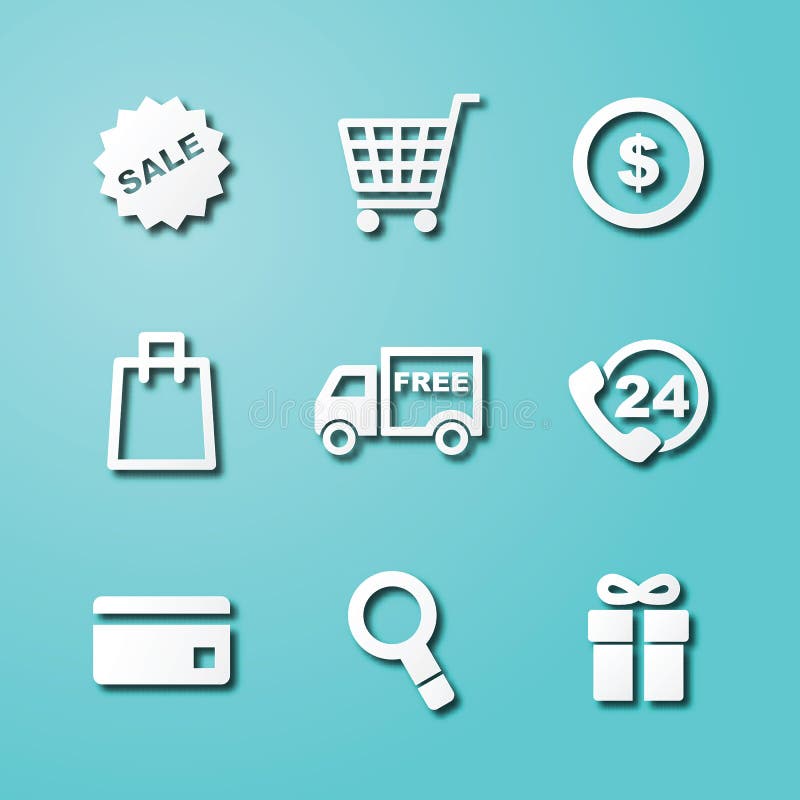 Shopping paper art icons stock vector. Illustration of elements - 95372318