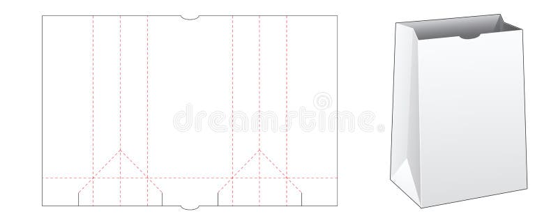 Shopping Paper Bag Die Cut Template Stock Vector - Illustration of ...