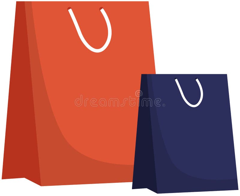 Shopping Paper Bag Small and Big Empty, Vector Illustration Paper ...