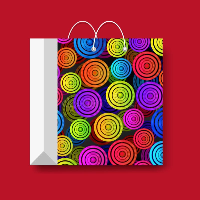 Shopping Paper Bag, Shopping Symbol Isolated on a Red Background Stock ...